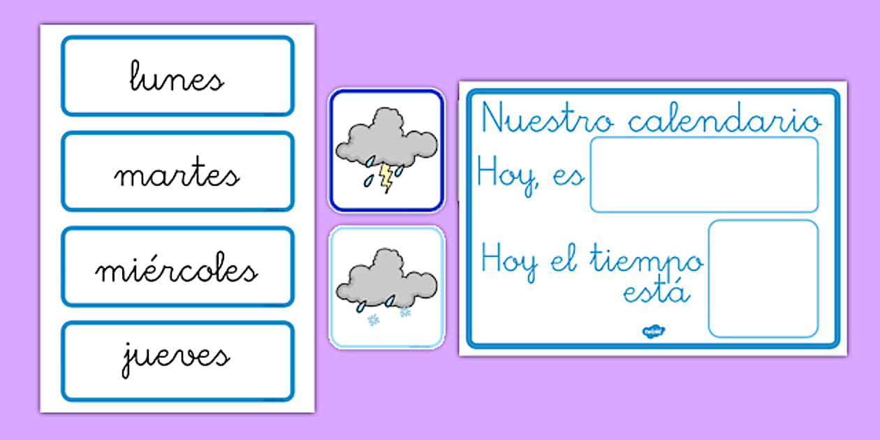 Cuadro de calendario diario y tiempo (teacher made) - Twinkl