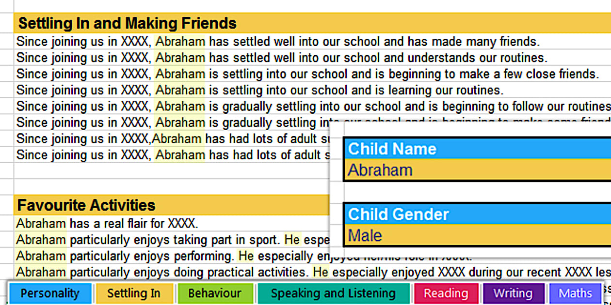 Report Writing Bank of Statements EAL (Teacher-Made)