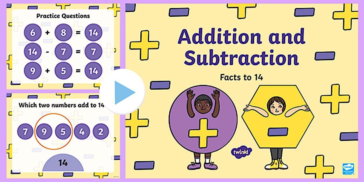Addition and Subtraction Facts to 14 PowerPoint - Twinkl