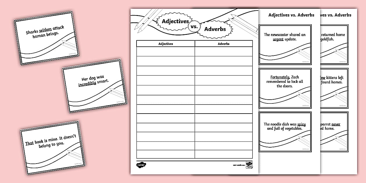Adjectives vs. Adverbs Sort for 6th-8th Grade (teacher made)
