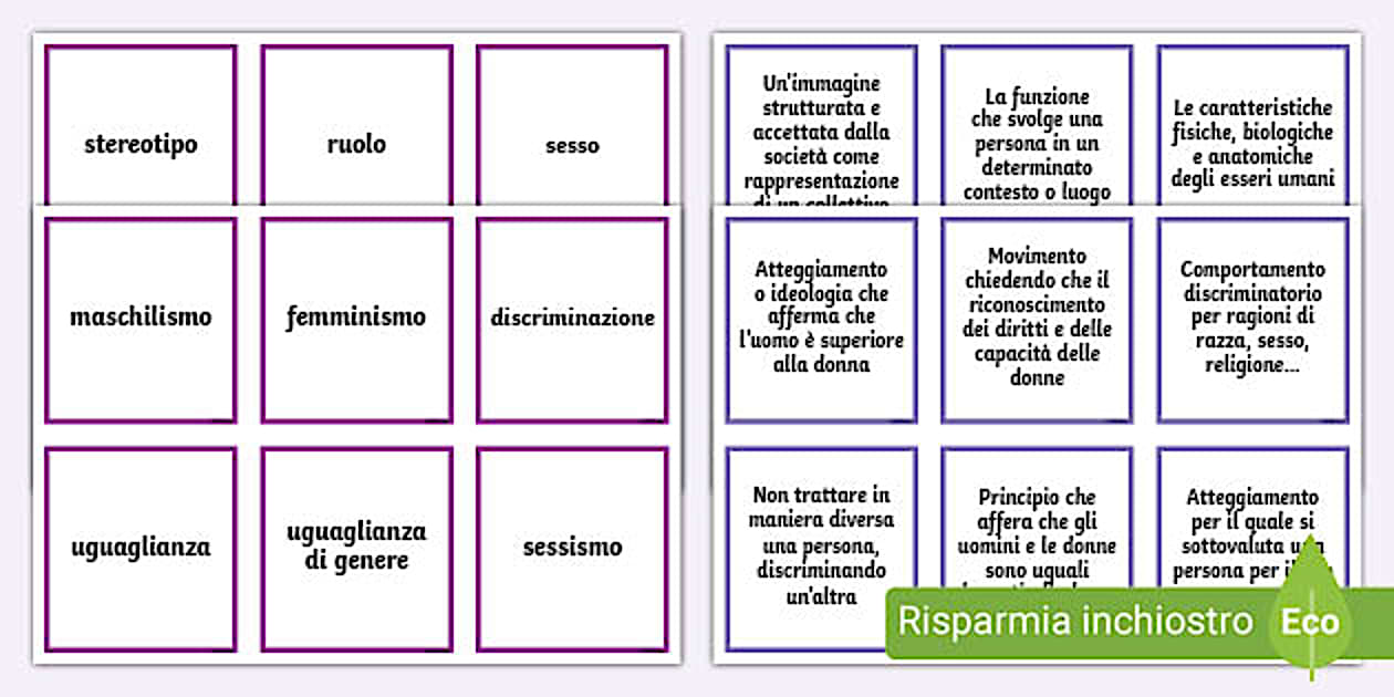 Carte da collegare: Concetti basici sull'uguaglianza