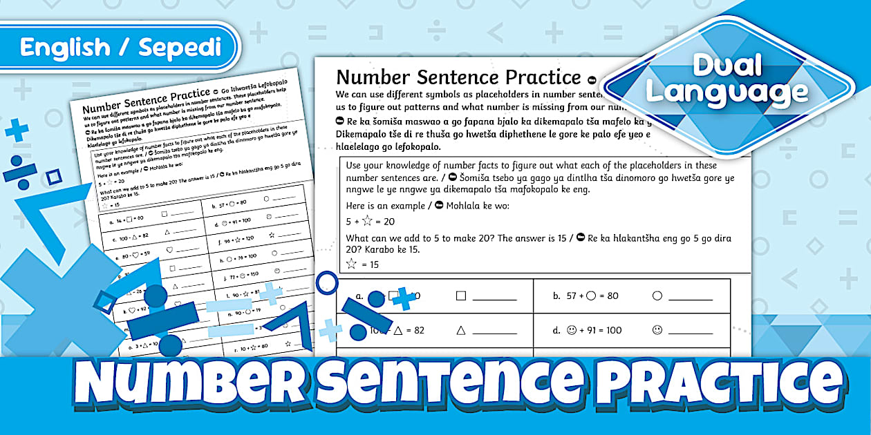 Grade 4 Maths Number Sentence Practice Sepedi/English