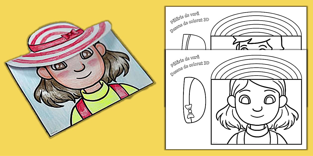 Pălărie de vară – Desene de colorat 3D (teacher made)