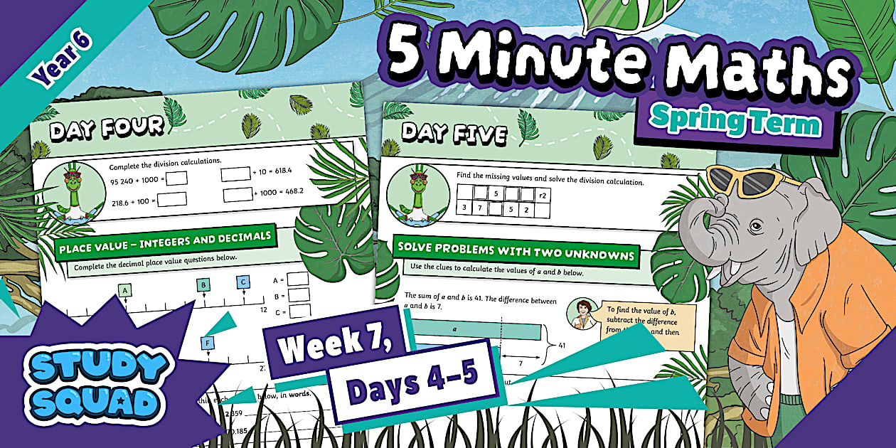 👉 Study Squad 5 Minute Maths - Year 6 Spring - Week 7 Days 4-5
