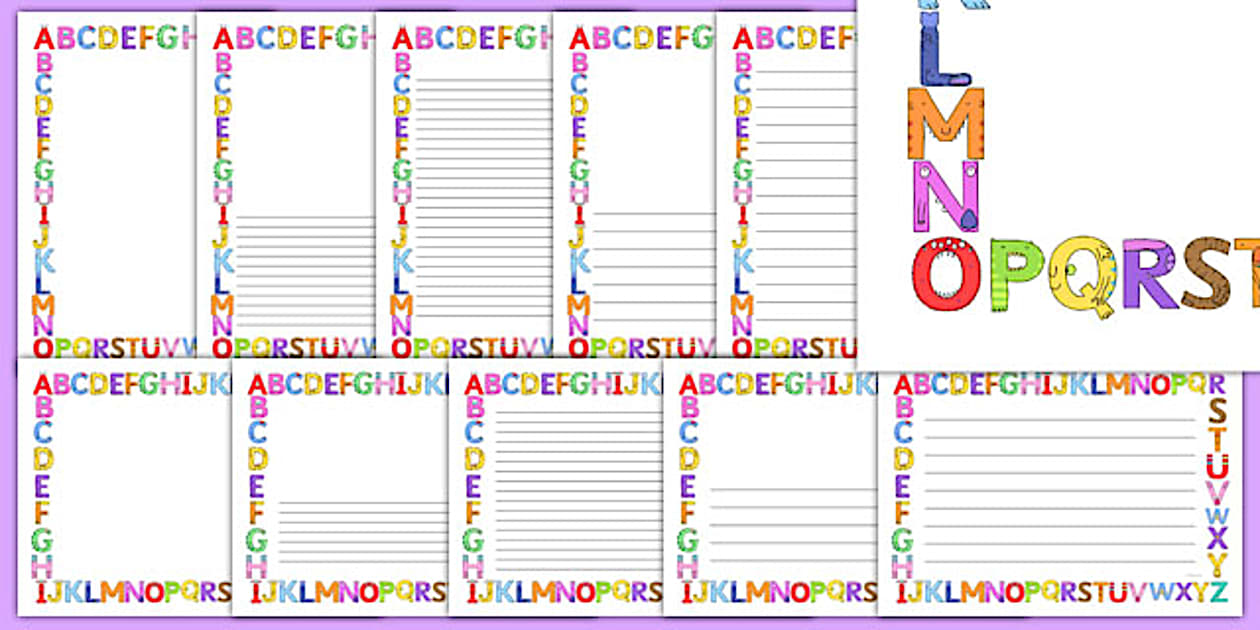 Editable Upper Case Monster Alphabet Page Borders - Twinkl