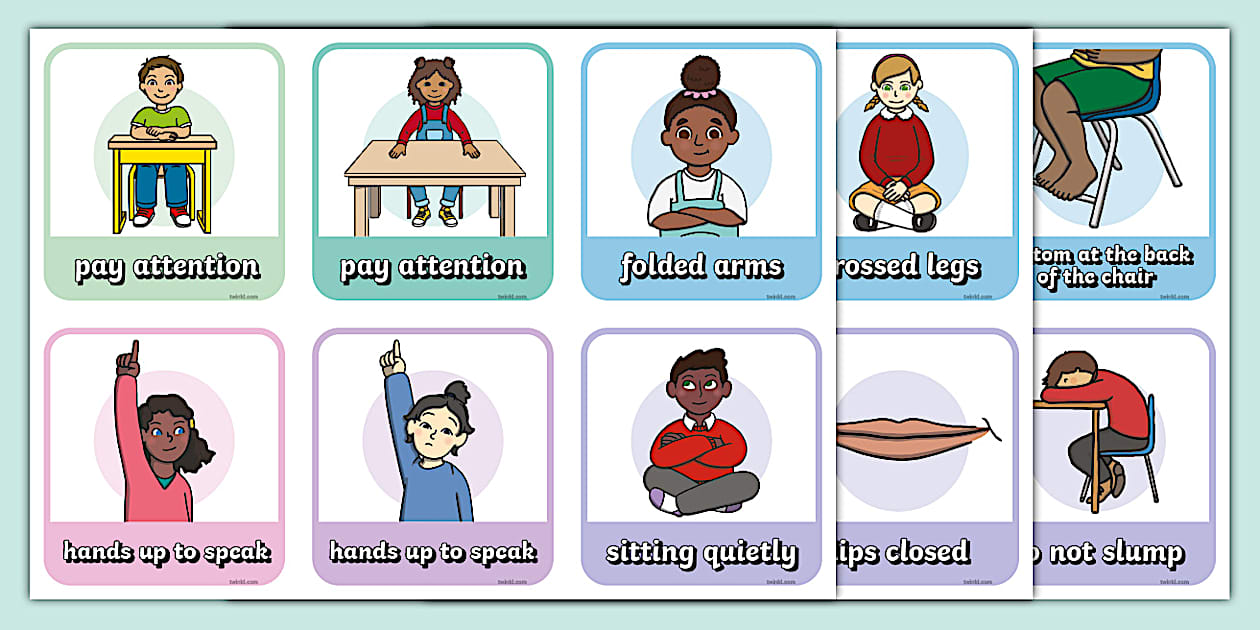 Good Sitting Cards (teacher made) - Twinkl