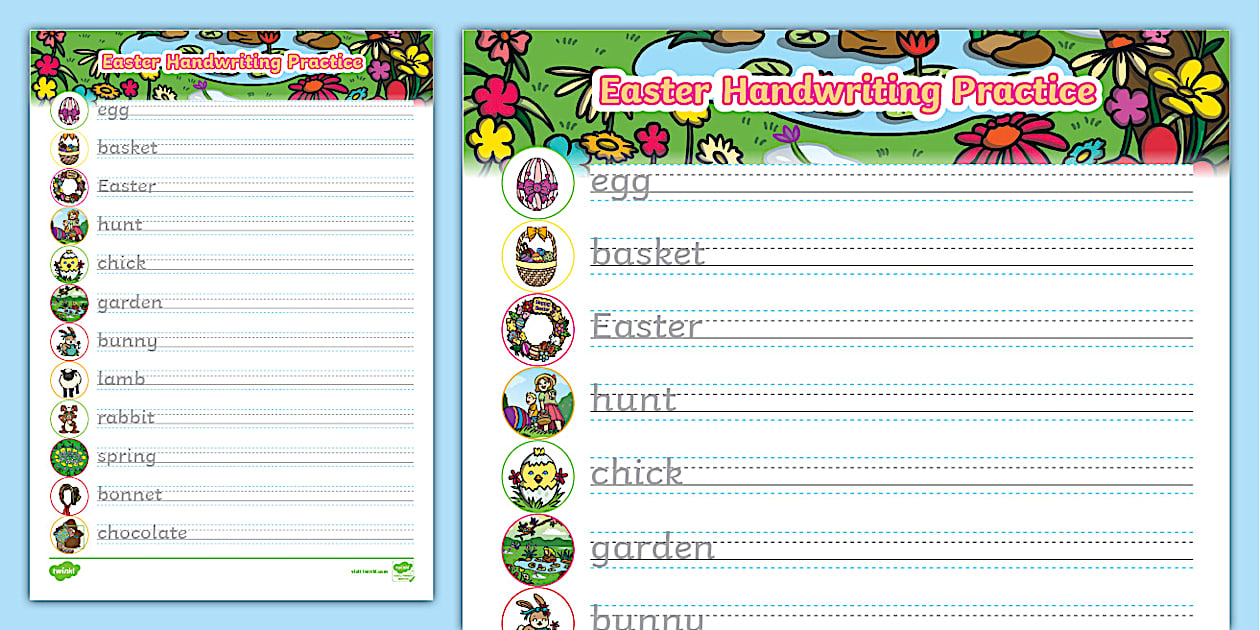 Easter-Themed Handwriting Practice Worksheet (Teacher-Made)