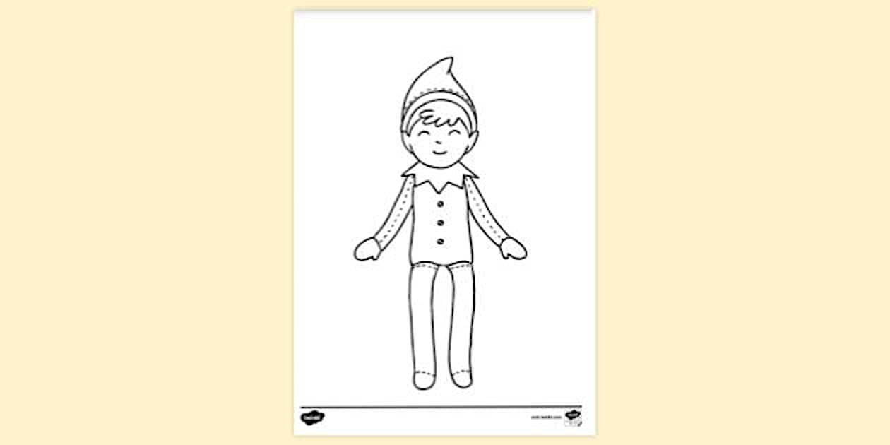 Elf on the Shelf Colouring Page Girl | Colouring Sheets