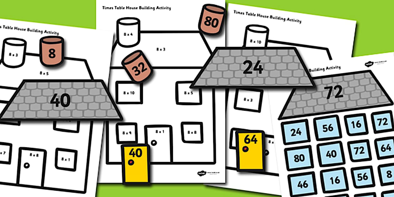 8 Times Table Active Picture Building Activity House