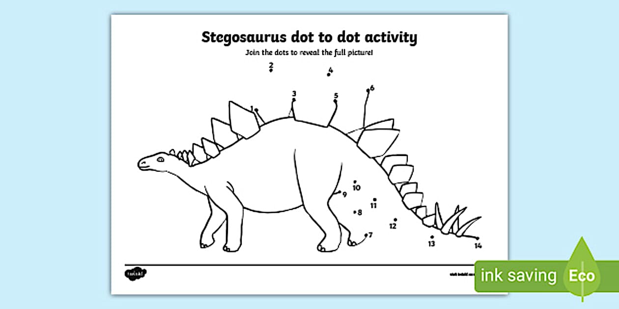 Stegosaurus Dot to Dot Activity - Worksheets - Twinkl