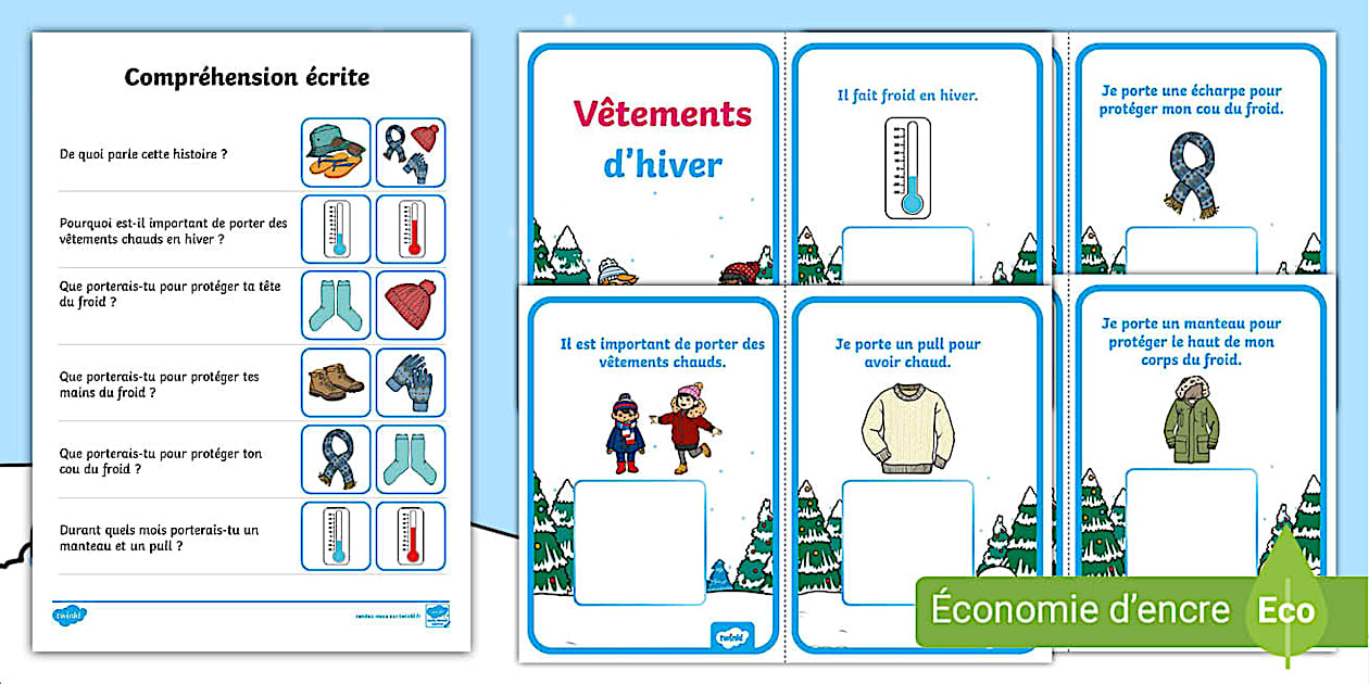 Compréhension écrite sur le thème de l'hiver - Twinkl