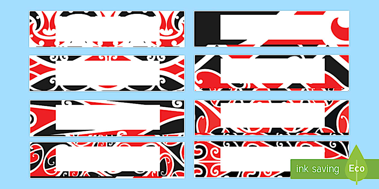 NZ Kōwhaiwhai Patterns Editable Drawer, Peg, Name Labels