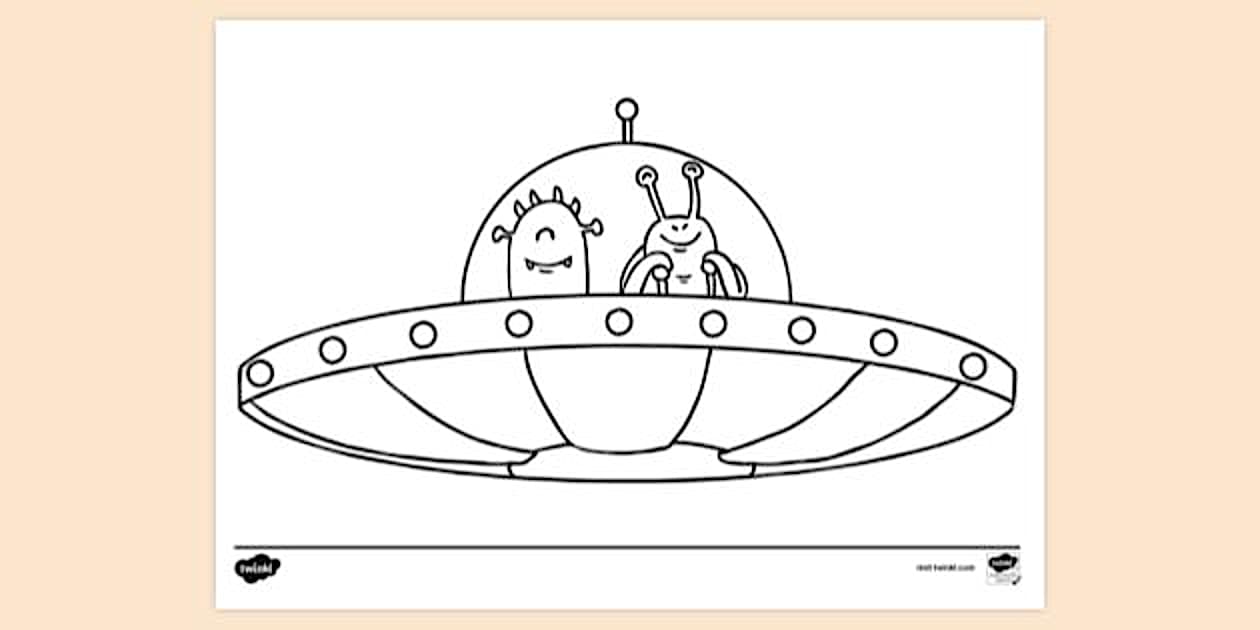 Alien Colouring | Printable Flying Saucer Sheet - Twinkl