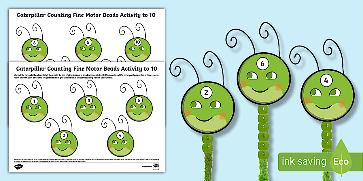 👉 Caterpillar Counting Fine Motor Beads Activity to 10 |Twinkl