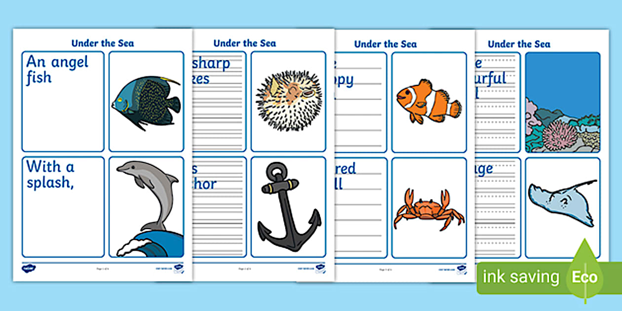 Under the Sea Simple Sentence Writing Prompt Activity
