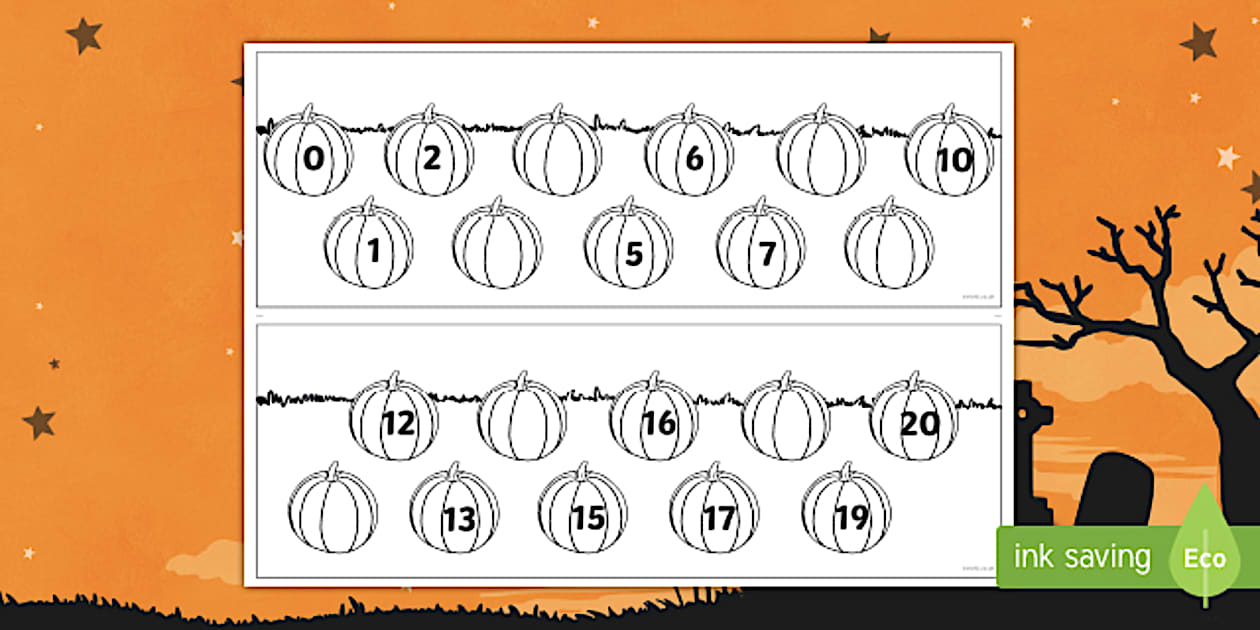 Halloween Themed Missing numbers to 20 Worksheet / Worksheet