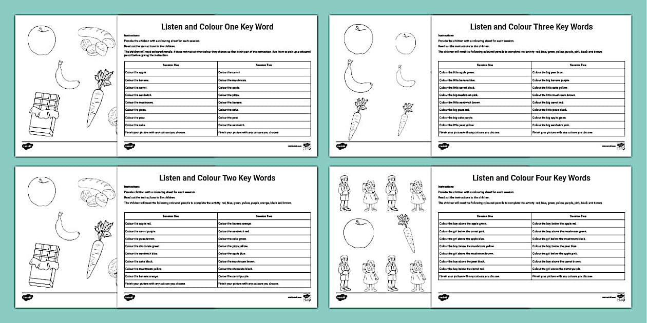 Food Colouring Key Word Activity Pack (Lehrer gemacht)