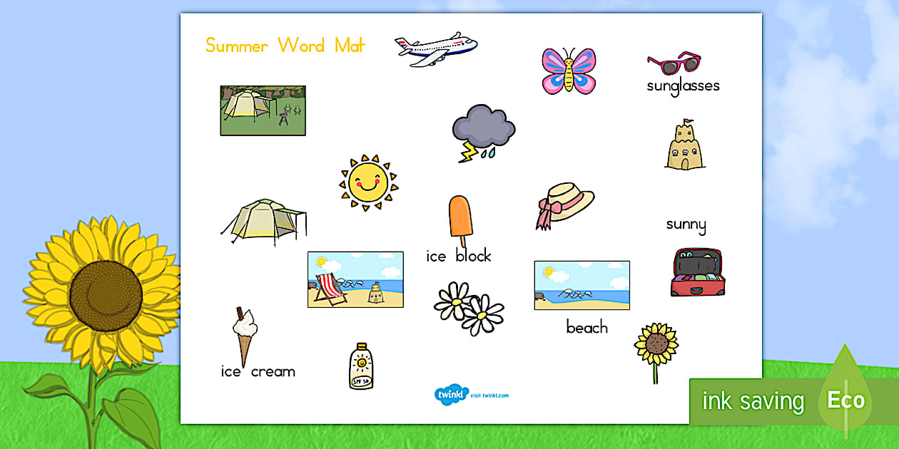 Summer Word Mat Images (teacher made) - Twinkl