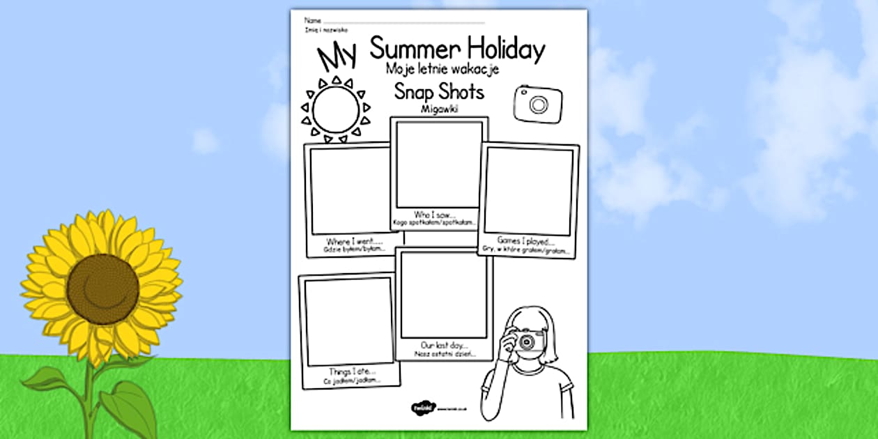 Polish Translation Summer Holiday Snapshots Writing Frame - polish