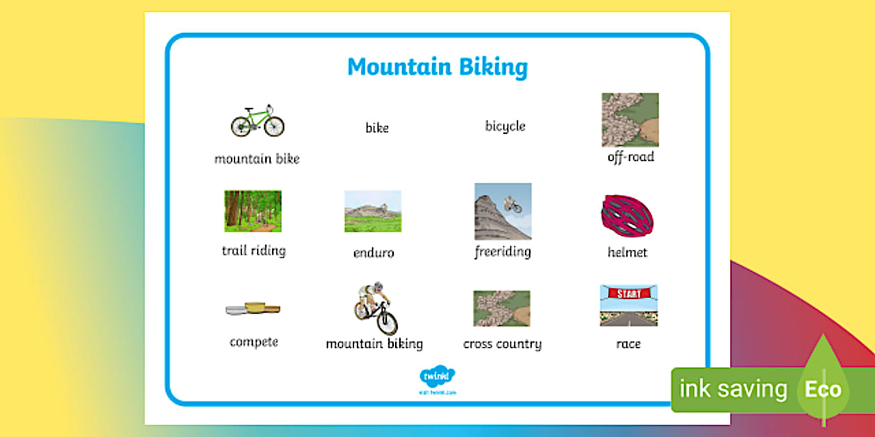 Cursive Mountain Biking Word Mat (teacher made) - Twinkl