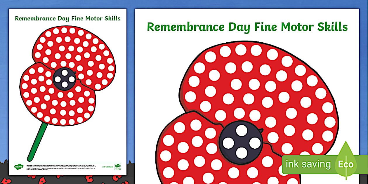 Lower Ability Remembrance Day Button Placing Fine Motor Skills Activity
