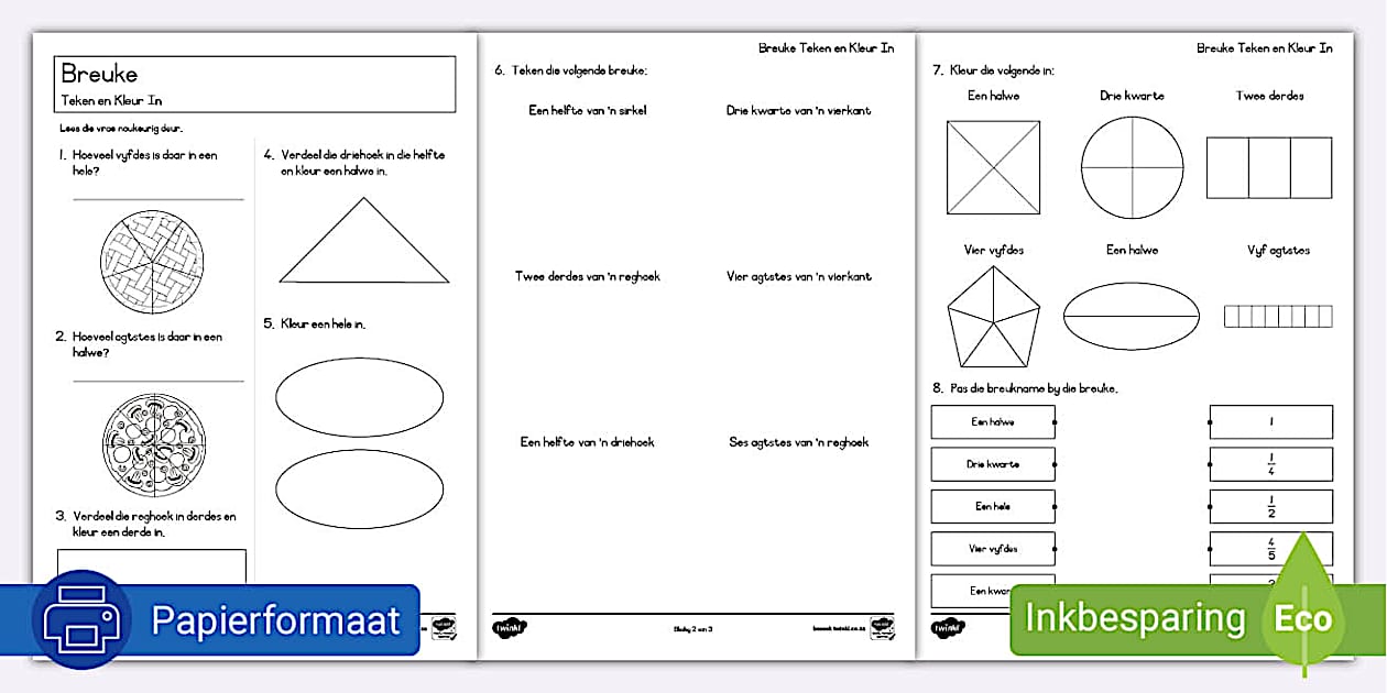 Breuke Teken en Kleur In Aktiwiteit (teacher made) - Twinkl
