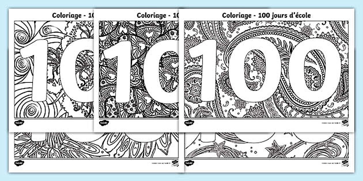 Activité de coloriage - 100 jours d'école (teacher made)