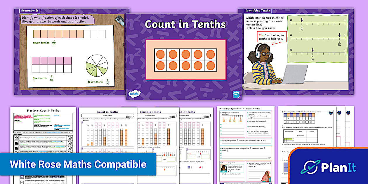 👉 Y3 Count in Tenths PlanIt Maths Lesson 17 - Twinkl