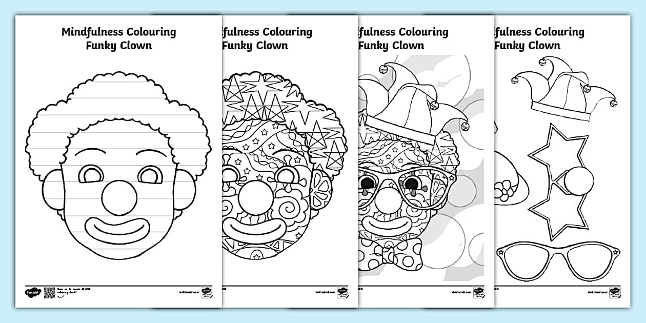 KS1 Funky Clown Mindfulness Colouring - Twinkl