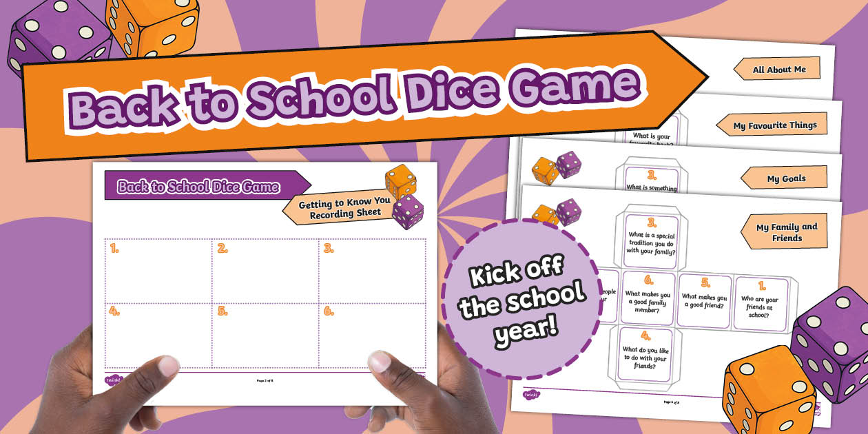 Back to School Dice Game for Students