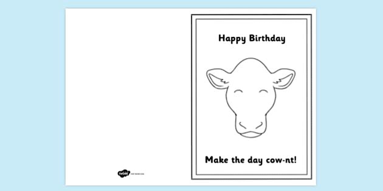 Cow Role Play Mask Birthday Theme Card Colouring | Resources