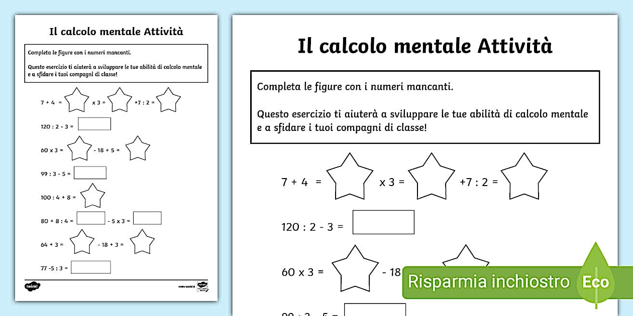Il calcolo mentale Attività (teacher made) - Twinkl