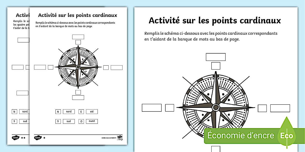 Activité différenciée sur les points cardinaux - Twinkl