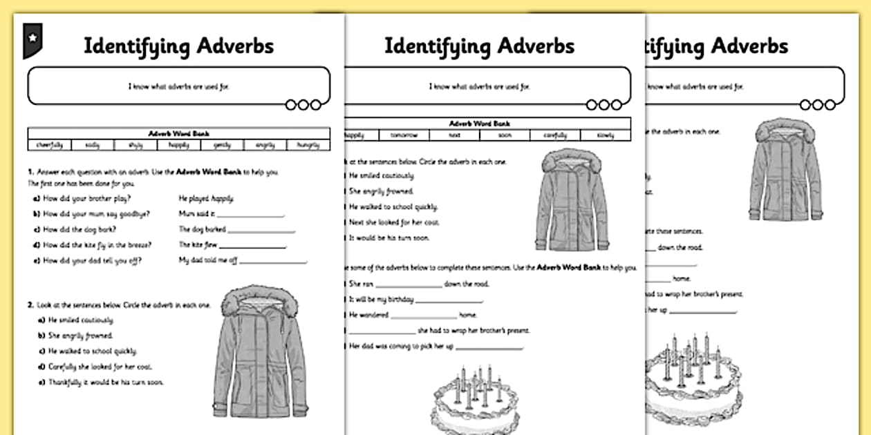 Identifying Adverbs Differentiated Worksheet / Worksheet - ESL Adverbs