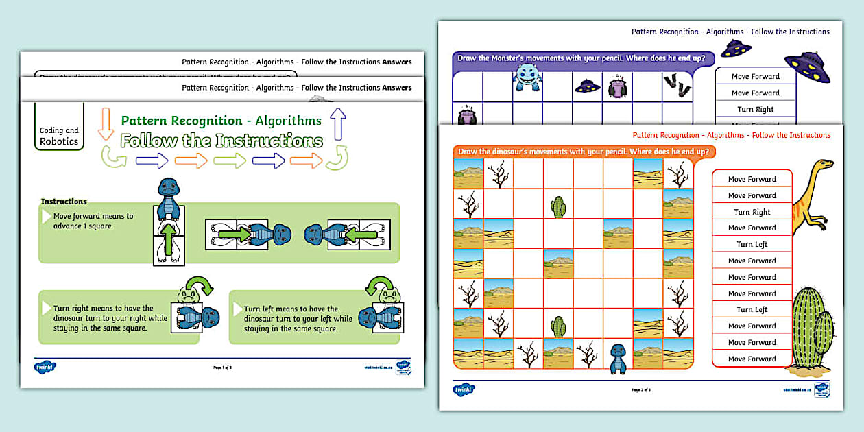 Grade 3 Coding Worksheet Follow The Algorithm Twinkl