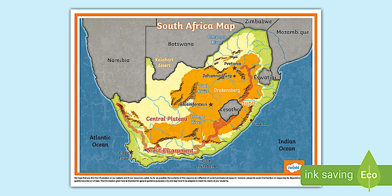 KS2 South Africa Map - Geography (teacher made) - Twinkl