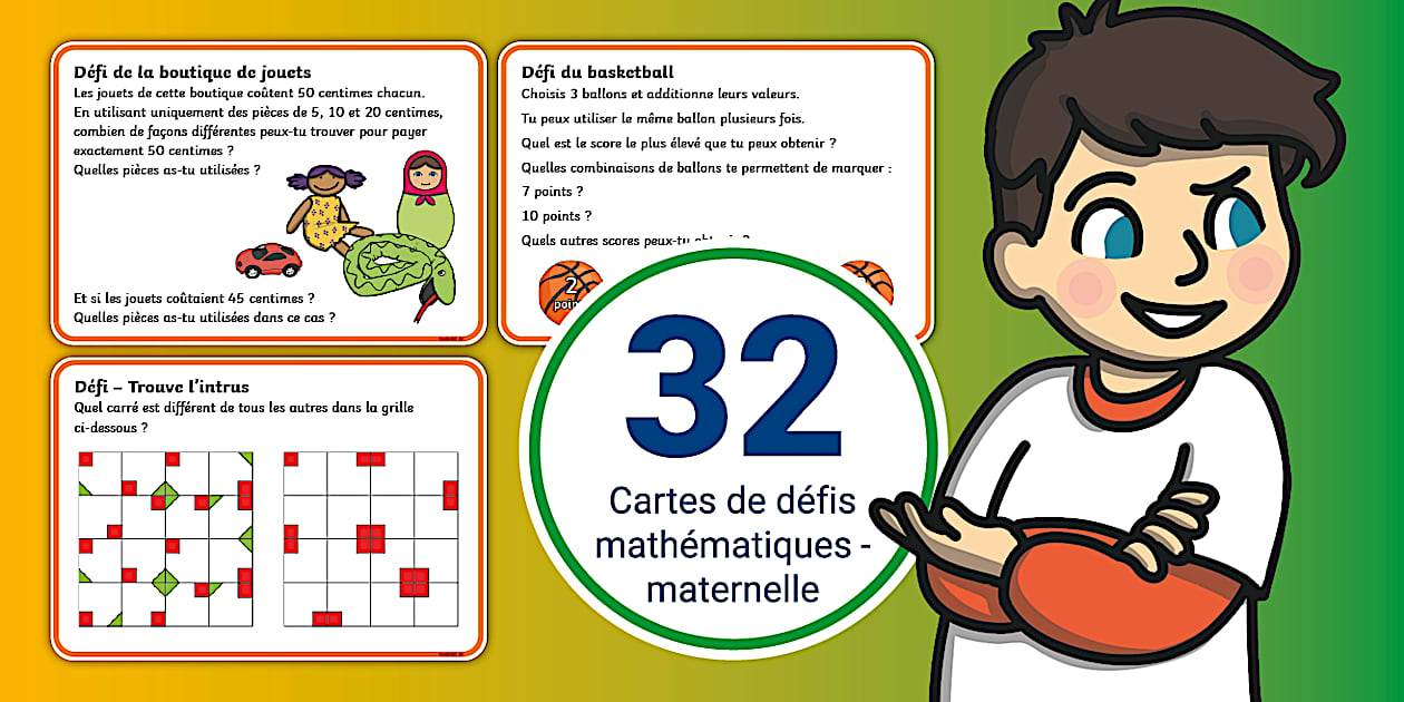 Cartes de défis mathématiques (teacher made) - Twinkl