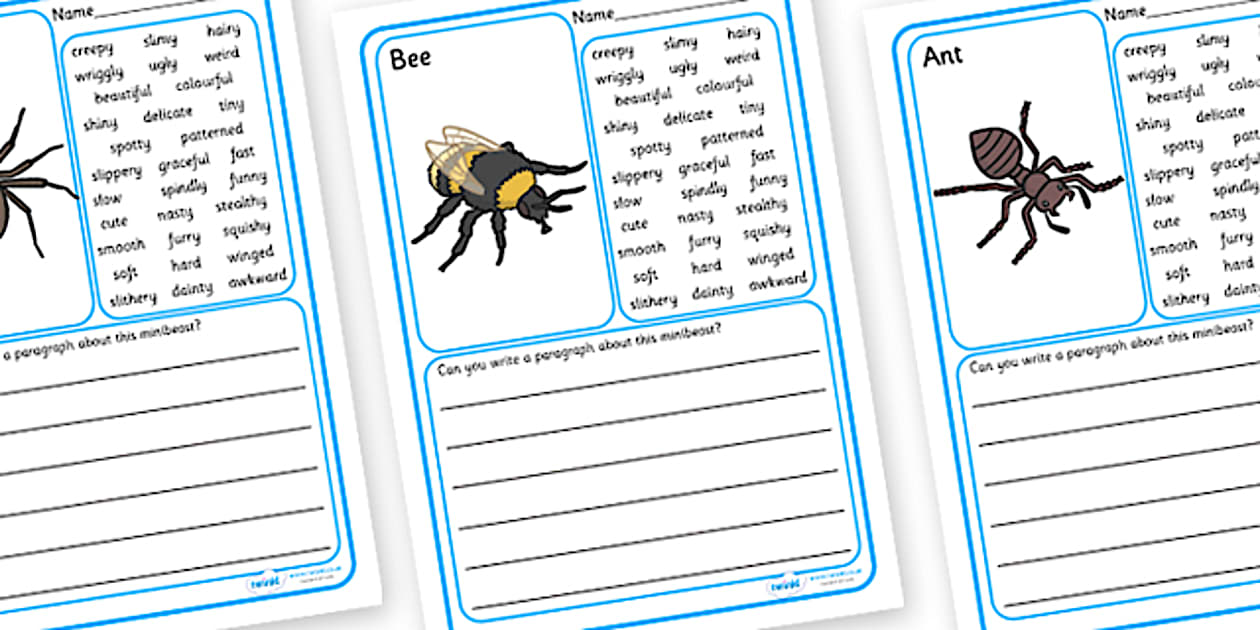 Editable Minibeasts Description Writing Frames - Twinkl