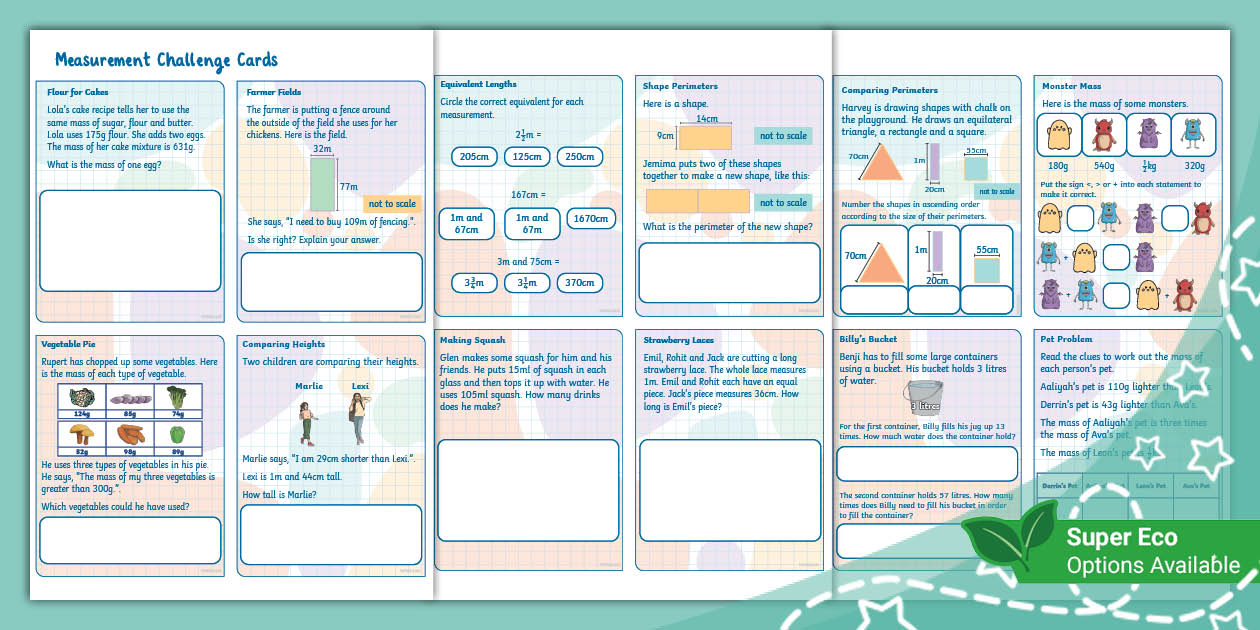 Measurement Challenge Cards (Ages 7 - 8)