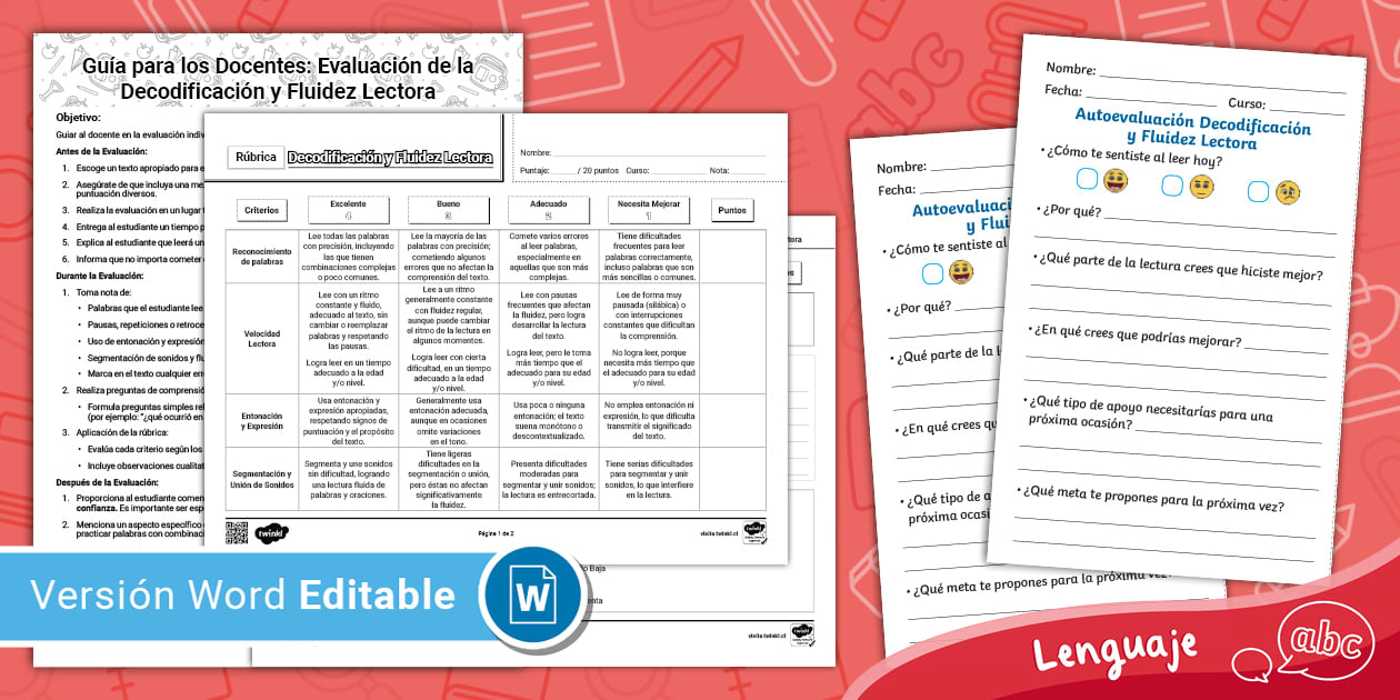 Rúbrica | Decodificación | Fluidez Lectora | Lectura