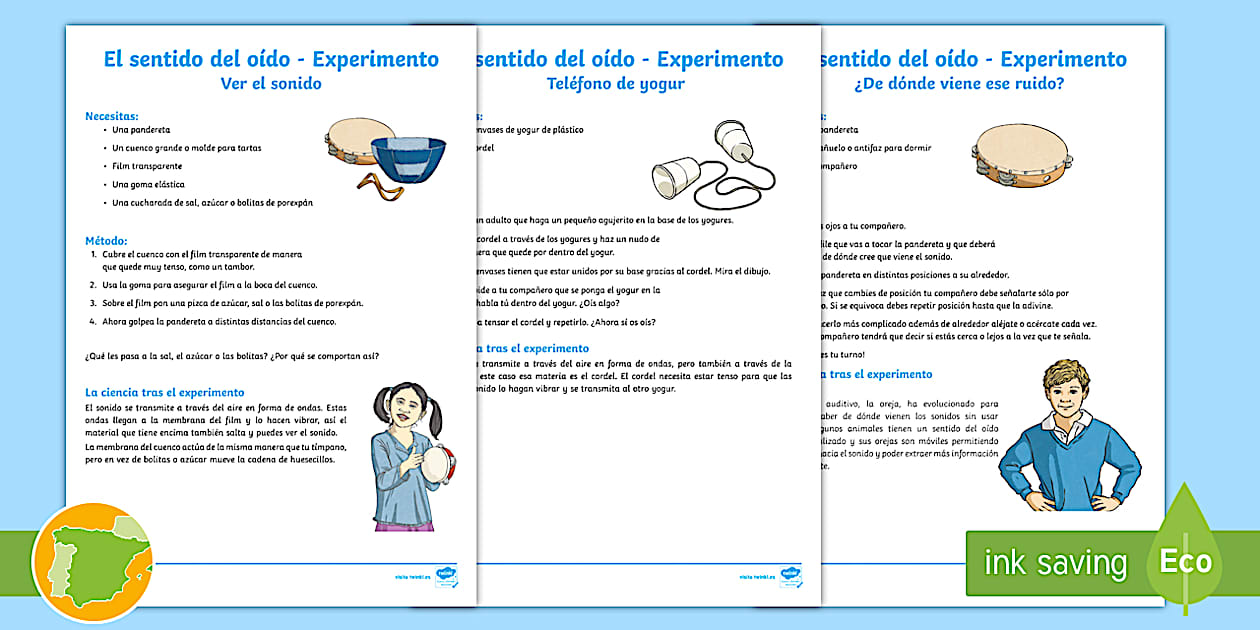 Pack de experimentos de ciencias: El sentido del oído - El sonido