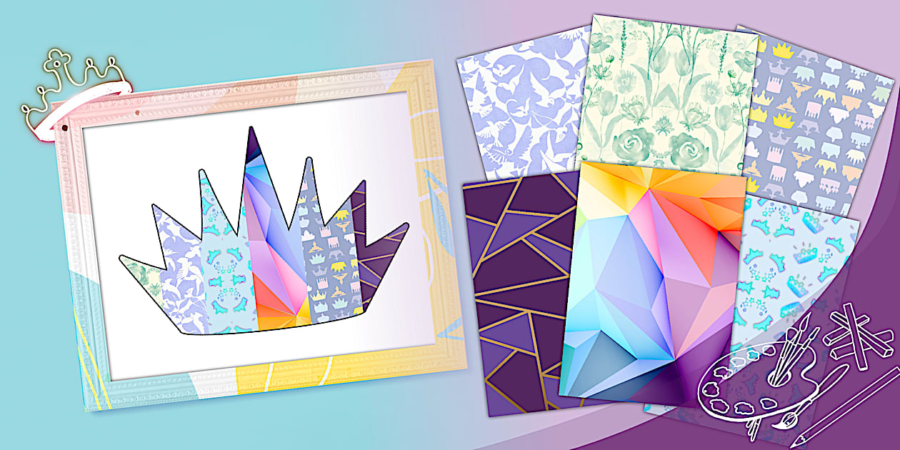 Crown Cut Out Pattern Collage Activity (Teacher-Made)