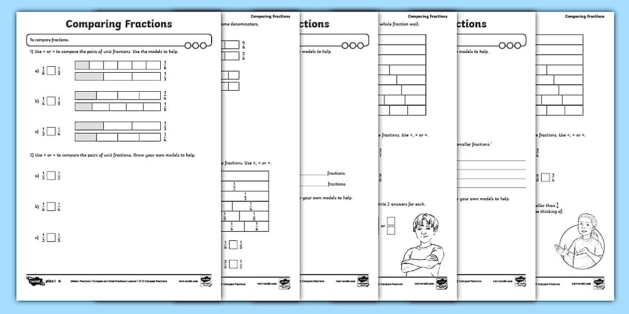 👉 Compare Fractions Differentiated Activity Sheet