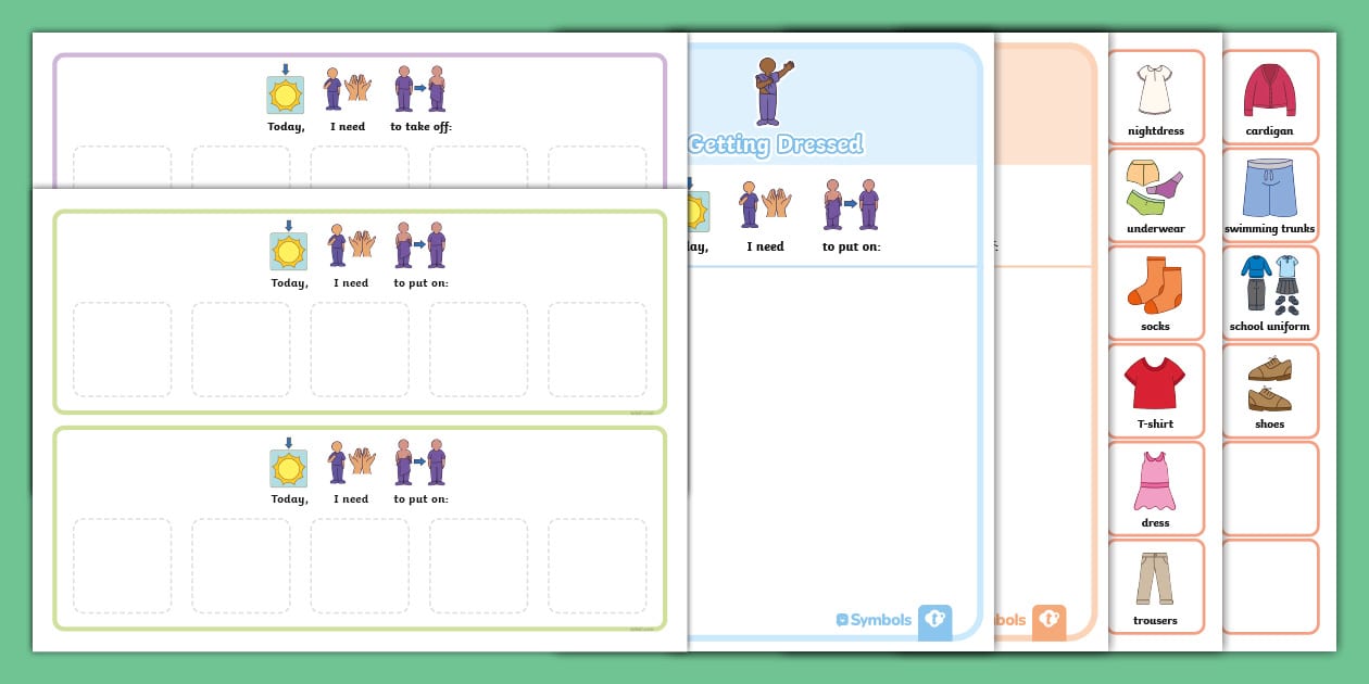 Twinkl Symbols: Getting Dressed and Undressed Sequencing