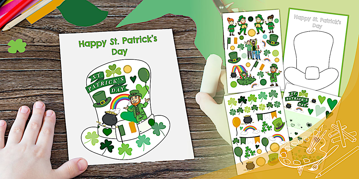 Happy St Patrick's Day Leprechaun Hat Collage Activity Pack