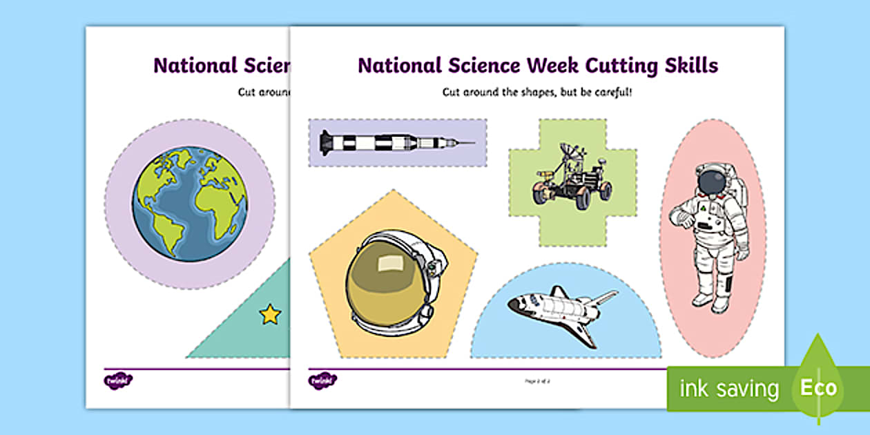 QLD National Science Week Cutting Skills Worksheet - Twinkl