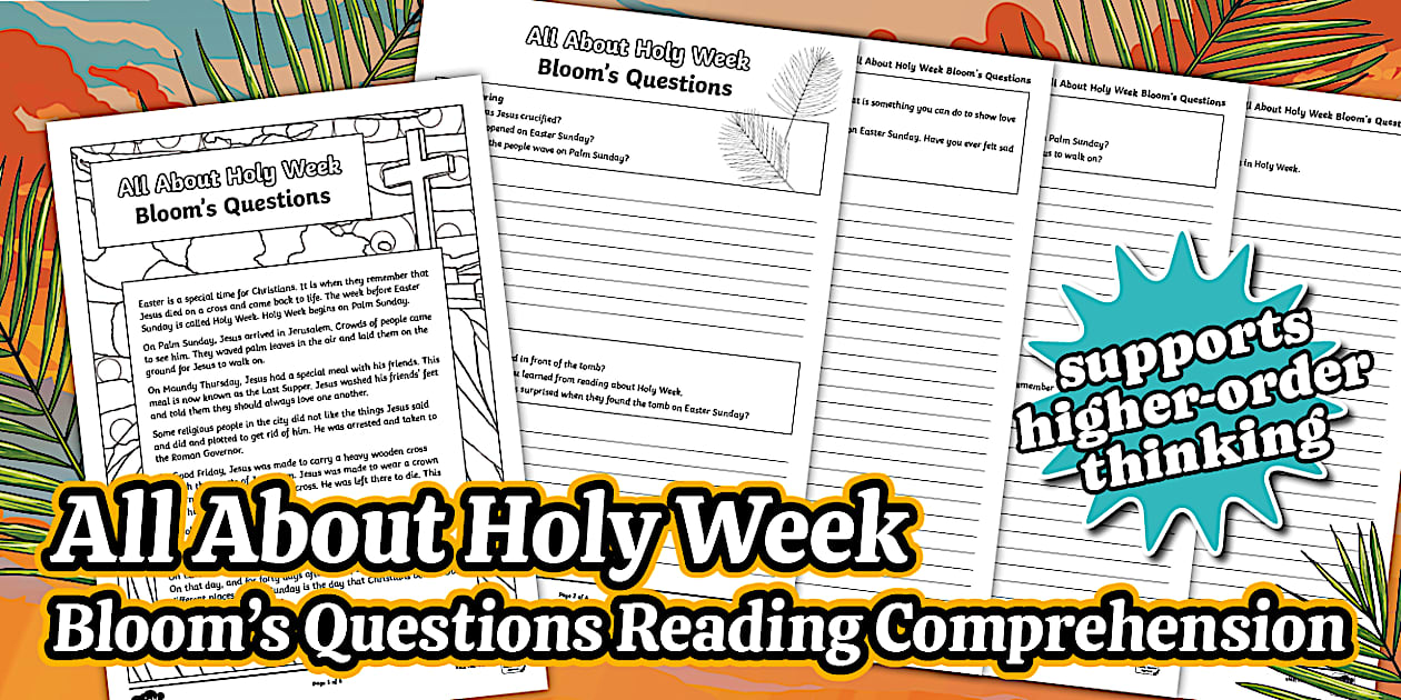 All About Holy Week Bloom's Reading Comprehension Activity