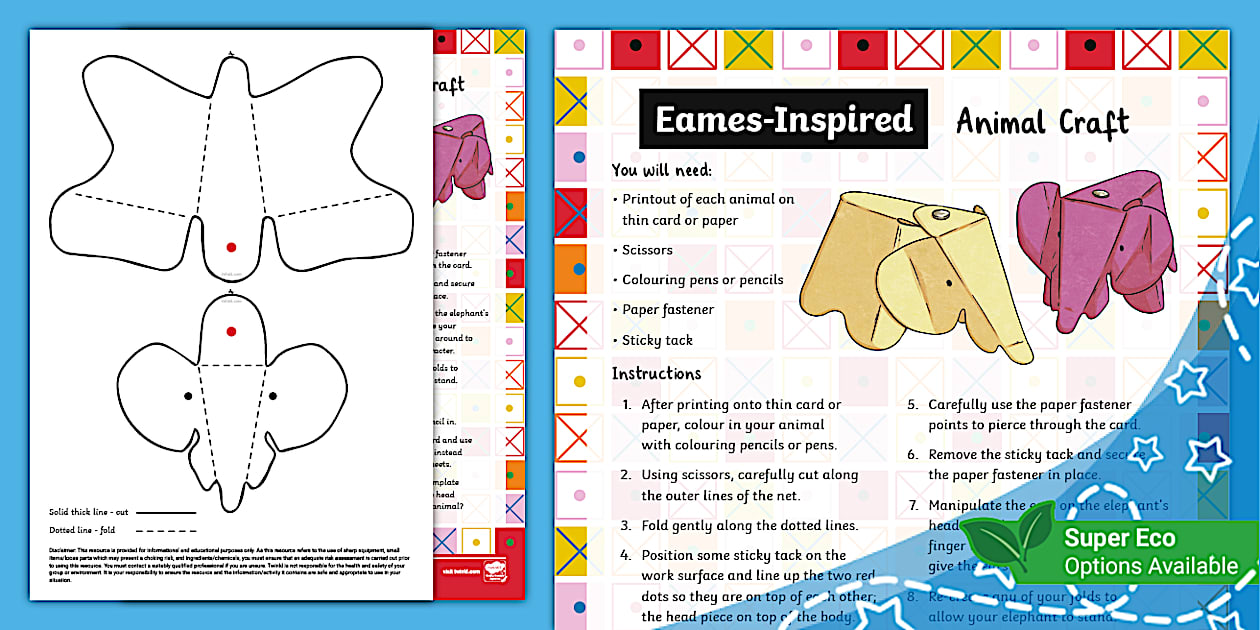 Eames-Inspired Animal Craft (teacher made) - Twinkl