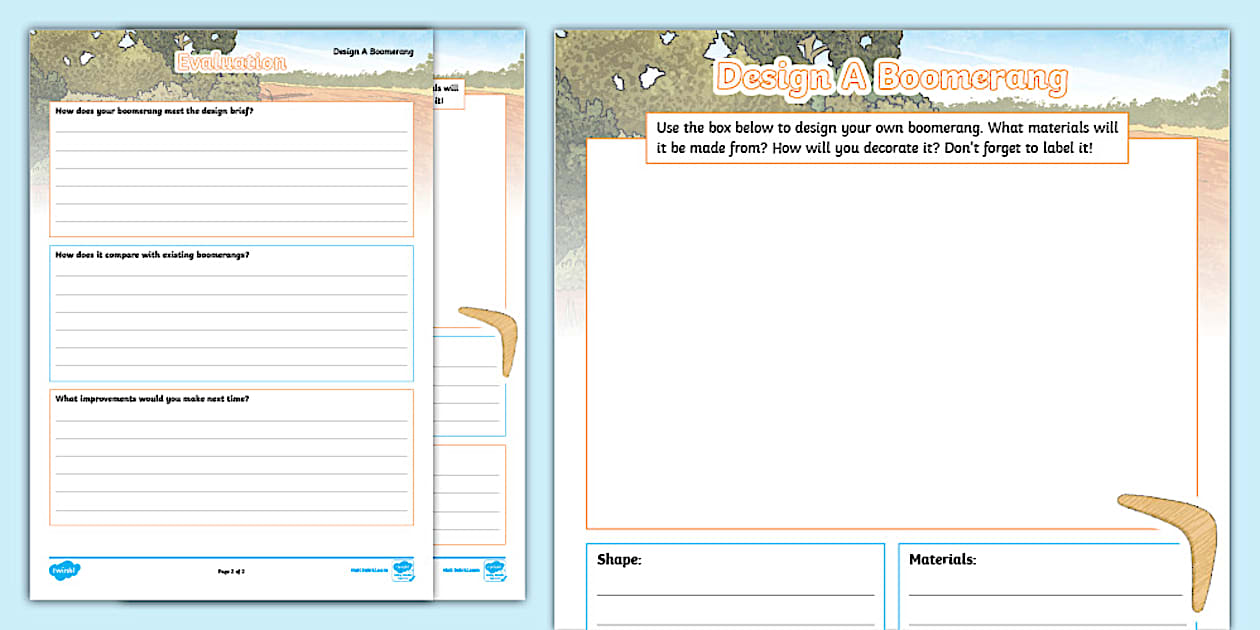 Design A Boomerang Worksheet - Twinkl Design (Teacher-Made)