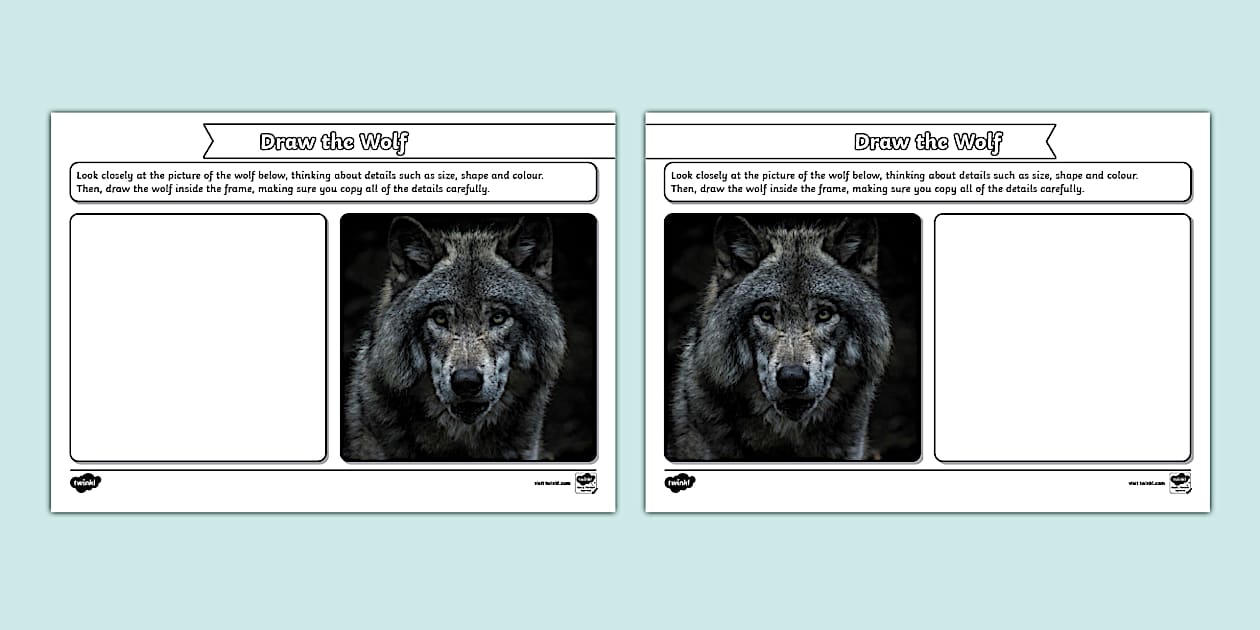 Draw the Wolf Worksheet (teacher made) - Twinkl
